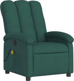 Masážní křeslo s polohovacím mechanismem, tmavě zelené, látkové 3205872