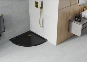 Mexen Flat sprchová vanička půlkruhová slim 70 x 70 cm, černá, sifon zlatý - 41707070G