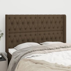 Čelo postele typu ušák tmavě hnědé 147x16x118/128 cm textil 3119917