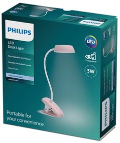Philips - LED Stmívatelná lampa s klipem DONUTCLIP LED/3W/5V 1200 mAh růžová