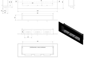 Kratki DELTA3/TUV - Vestavěný BIO krb DELTA3 40x120 cm 3x1,1kW černá