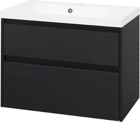 Mereo Mereo, Opto, koupelnová skříňka s umyvadlem z litého mramoru 81 cm, bílá, dub, bílá/dub, černá, CN941M