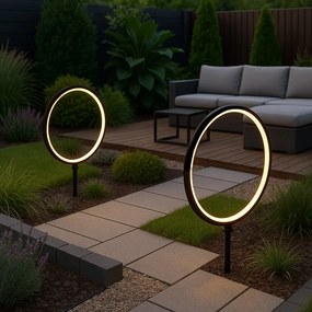 Exteriérové ​​solární zapichovací svítidlo Rings, 2x LED 1,5w, černá