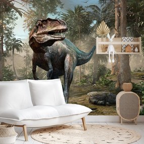 Fototapeta Realistický Dinosaurus A Palmy Vliesová tapeta 416x254