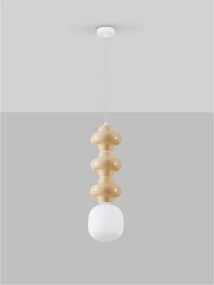 Bílé/krémové keramické závěsné svítidlo se skleněným stínidlem ø 18 cm Clio – Nova Luce