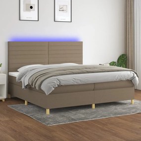 Box spring postel s matrací a LED taupe 200x200 cm textil 3135545