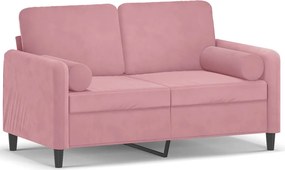 2místná pohovka s polštáři růžová 120 cm samet 3200874