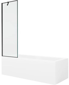 Mexen Cubik obdélníková vana 150 x 70 cm s krytem a 1-křídlovou zástěnou 60 cm, černý vzor - 550315070X9506007070
