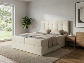 Čalouněná postel boxspring DIRELIS VIBE 160x200 cm krémová Matrace: Matrace Bonell pružinová