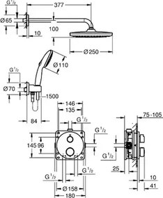 Grohe Precision - Sprchový set s termostatem pod omítku průměr 25 cm c