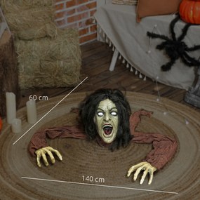 Outsunny Plazící se zombie dekorace na Halloween, zvuky, světla, na baterie
