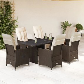 7dílný zahradní bistro set s poduškami hnědý polyratan 3276921