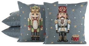 VÁNOČNÍ GOBELÍNOVÁ DEKORAČNÍ POVLAK NA POLŠTÁŘ NUTCRACKER1 45X45 CM VZOROVANÁ