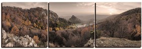 Obraz na plátně - Podzimní krajina při západu slunce, Slovensko, Vrsatec -panoráma 5260FB (90x30 cm)