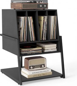 Costway Gramofonový stojan se širokou deskou a 4 přepážkami vinylový stůl