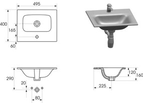 Cersanit S801-312-ECO - Závěsná koupelnová skříňka s umyvadlem MODUO bílá