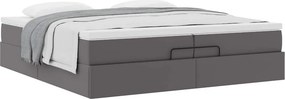 Osmanský rám postele s matrací šedá 200x200cm umělá kůže 3311059