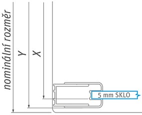 Sprchové dveře jednokřídlé LZDO1 v kombinaci s pevnou stěnou LZB Viz technická specifikace Transparent Brillant LYE4/800_LYSW1S/900 800 900 LYE4/800_LYSW1S/900