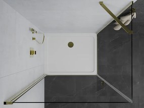 Mexen Lima sprchový kout se skládacími dveřmi 90 x 100 cm, 6mm čiré sklo, zlatý profil + sprchová vanička, 852-090-100-50-00-4010