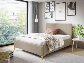 Eka Čalouněná postel SMART+ 90x200 cm Barva látky Trinity: Krémová (Trinity 2302), Úložný prostor: S kovovým rámem úložného prostoru, Barva nožek postele: Stříbrná