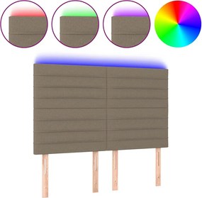 Čelo postele s LED taupe 144x5x118/128 cm textil 3122566