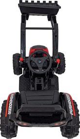 Ramiz Dětský bagr-traktor na baterie červený + pohyblivé rameno s lžící + dálkové ovládání + pomalý start + FM rádio + LED