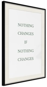 Plakát Změny - kompozice se zelenými anglickými texty na bílém pozadí