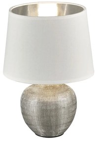 Bílá stolní lampa z keramiky a tkaniny Trio Luxor, výška 26 cm