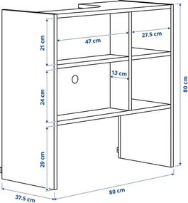 METOD Rám nástěnné sk. pro vest. digestoř, bílá, 80x37x80 cm