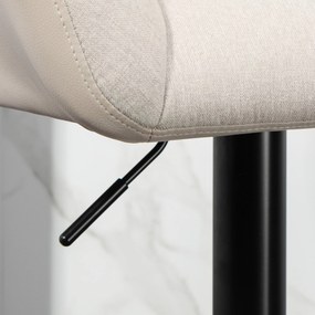 HOMCOM Barová židle Sada 2 kusů Retro design Výškově nastavitelná Umělá kůže Optika lnu Krémová + Černá