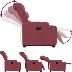 Elektrické zvedací polohovací křeslo vínové textil 3206666