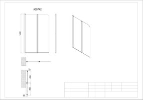 Aqualine Aqualine, WILA vanová zástěna 900x1400 mm, skládací, chrom, čiré sklo, AQ5742