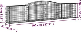 Klenuté gabionové koše 8 ks 400x50x80/100 cm pozinkované železo 3146989