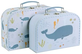 a Little Lovely Company Sada kufříků do dětského pokoje ocean 2ks