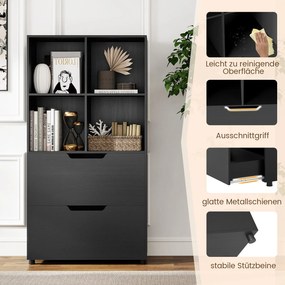 Costway 4-kostková knihovna s 2 zásuvkami 130 cm 5-patrová volně