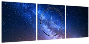 Obraz - Noční krásy hvěžd (s hodinami) (90x30 cm)