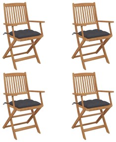 Skládací zahradní židle s poduškami 4 ks masivní akáciové dřevo,  3064632