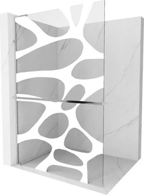Mexen Kioto+ L, sprchová zástěna Walk-In s poličkou a věšákem 70 x 200 cm, 8mm čiré sklo bílý vzor, ​​chromový profil, 800-070-123-01-97