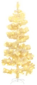 344653 vidaXL Spirálový vánoční stromek s LED a stojanem bílý 150 cm PVC