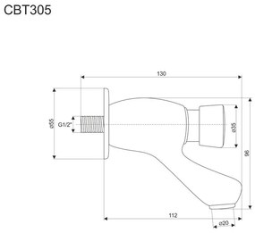 Mereo umyvadlový nástěnný ventil 1/2" mosaz chrom CBT305
