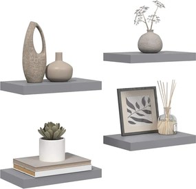 Plovoucí nástěnné police 4 ks šedé 40 x 23,5 x 3,8 cm MDF 323849