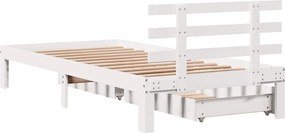 Rám postele se zásuvkami bílý 75 x 190 cm masivní borové dřevo 3301995