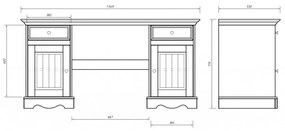 Massive home | Belluno Elegante bílý psací stůl z masivu s dubovou deskou