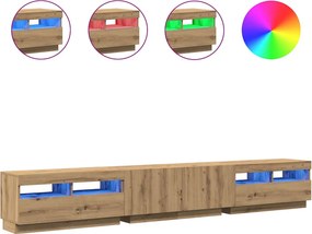 TV stolek s LED dub artisan 260x35x40 cm kompozitní dřevo 3329168