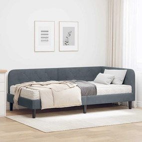 Rohový rám postele Tmavě šedá 90 x 200 cm samet 3394155