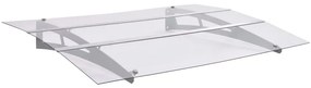 Stříška na dveře stříbrná a průhledná 150x90 cm PET 144829