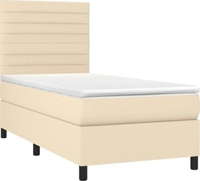vidaXL Box spring postel s matrací 90x200 cm textil [3141830] Barva: krémová