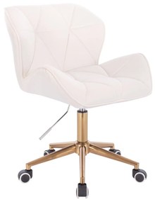 LuxuryForm DESIGN Otočná židle MILANO VELUR na zlaté podstavě s kolečky - bílá
