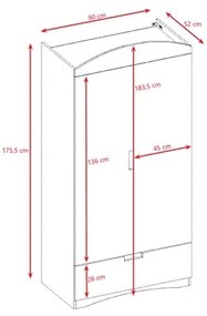 Klasická skříň Kocta 90 cm bílá