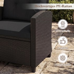 Costway 3 PCS. Sada zahradního ratanového nábytku obsahující 2 křesla a 1